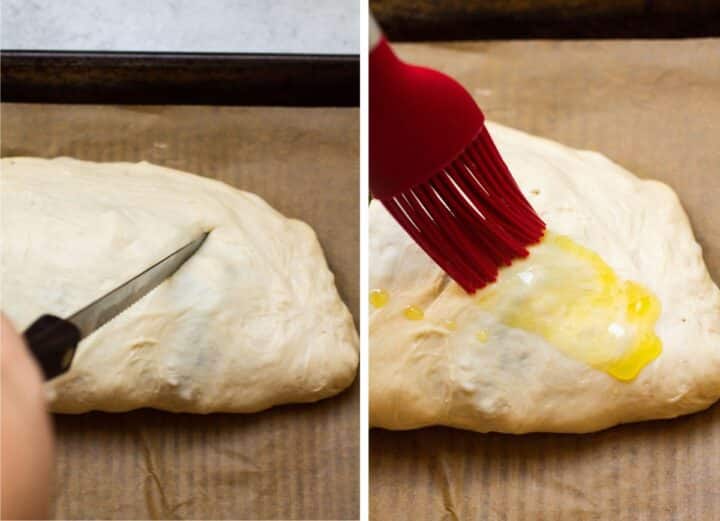 Goat Cheese, Basil and Italian Sausage Calzones
