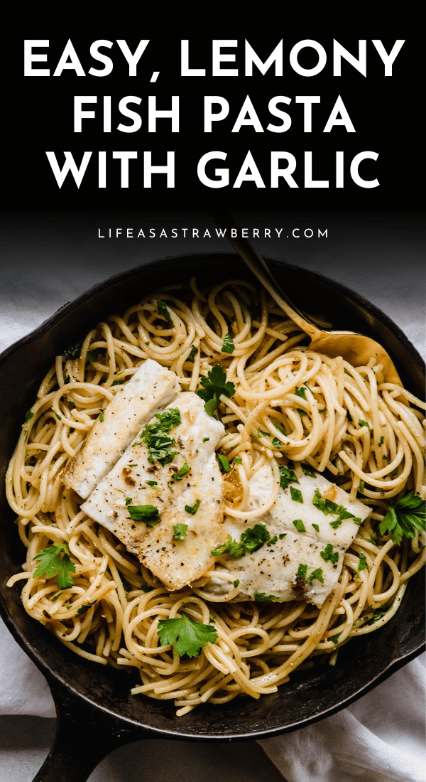 Easy White Wine Fish Pasta with Blistered Tomatoes
